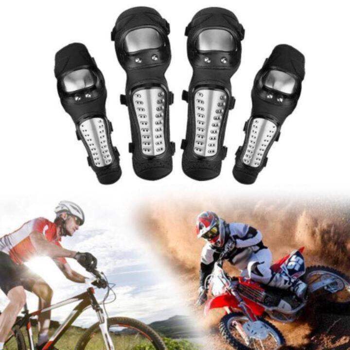 MOTOR ACCESS Motorcycle Stainless Racing Elbow & Knee Pads Armor ...