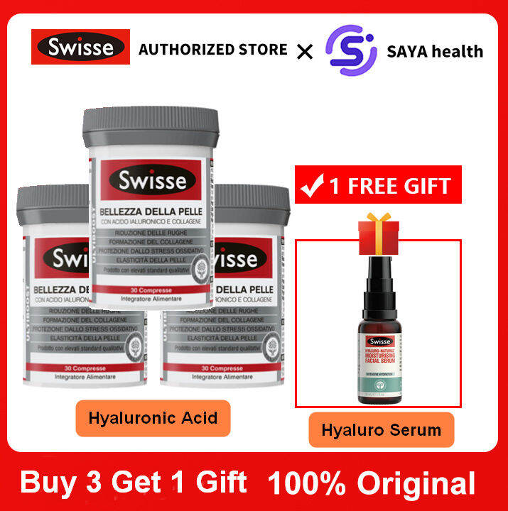 Swisse Bellezza Della Pelle Beauty Collagen Glow with Hyaluronic Acid Collagen 30 Tablets X 3 ...