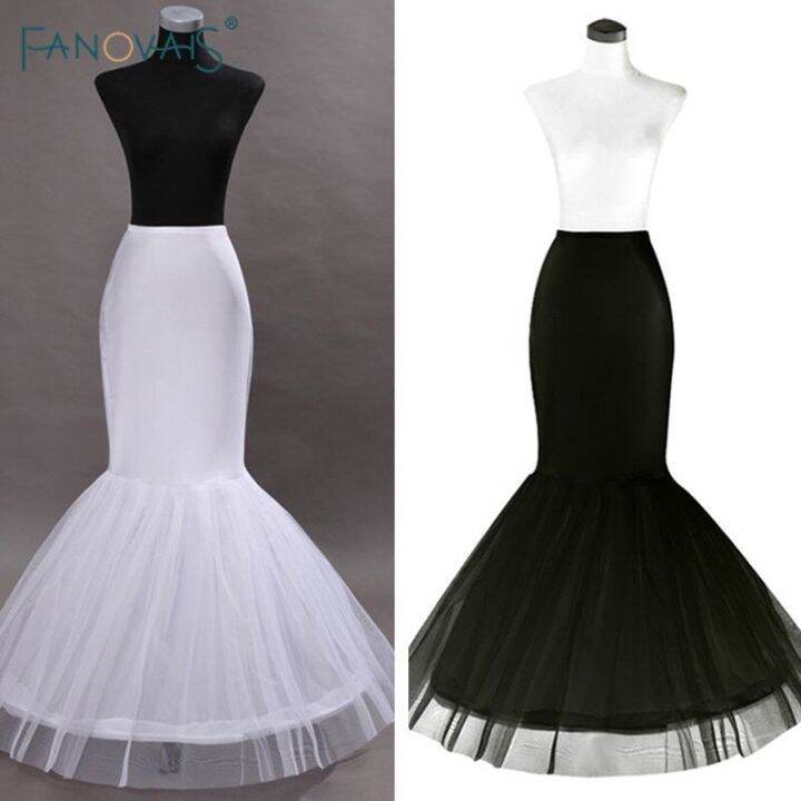 In Stock White Wedding Dress Gown Fishtail Black Mermaid Wedding ...