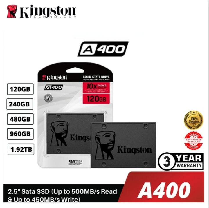 Kingston A400 120GB / 240GB / 480GB / 960GB 2.5" Sata SSD (Up to 500MB ...