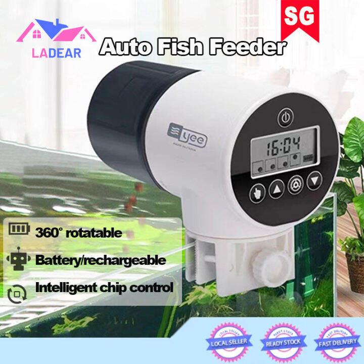 {SG} Fish Auto Feeder Fish Timer Automatic Feeding Clock Digital Fish ...