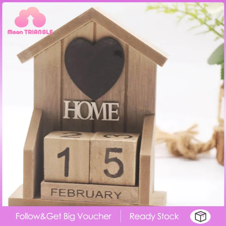 Moon TRIANGLE Desk Calendar Blocks Wood Perpetual Calendar for Home ...