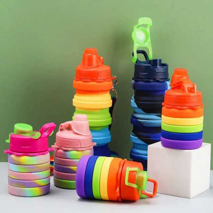 JYL Portable Retractable Silicone Bottle Folding Water Bottle Outdoor Travel Drinking Cup with ...