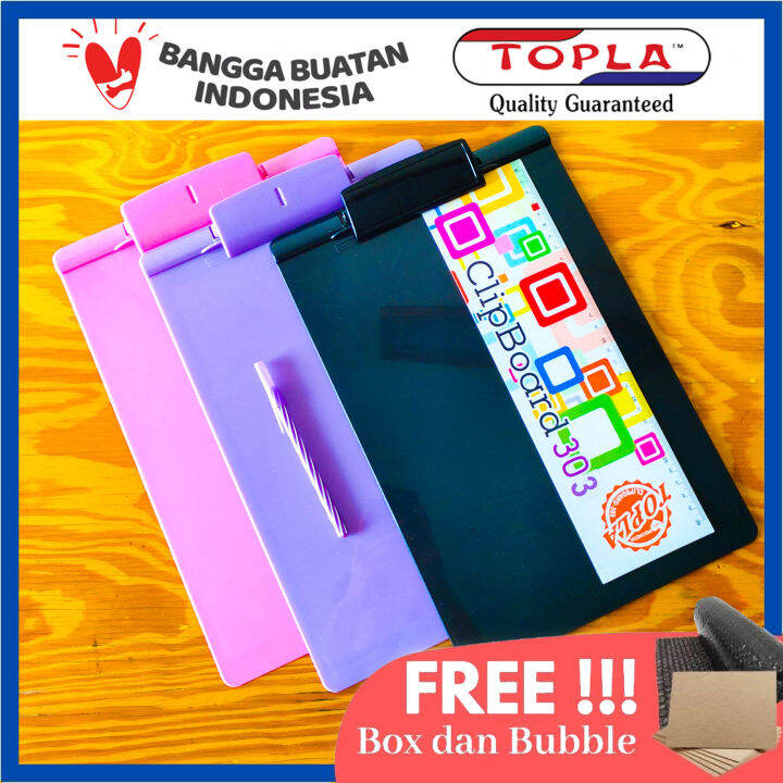 TOPLA Clipboard Papan Dada Jalan Ujian A4 Premium Plastik Lucu Alas Ujian Clip Board F4 Folio ...