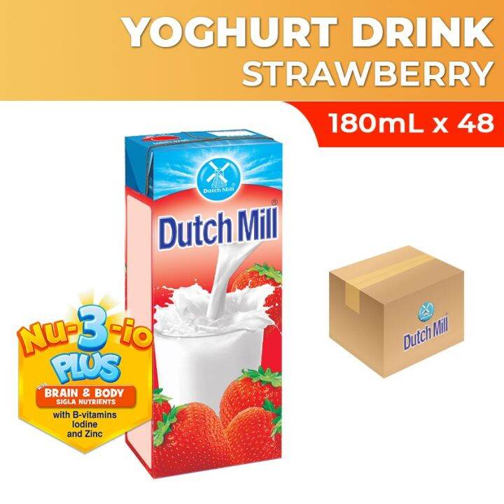 Dutch Mill Yoghurt Drink Strawberry Juice 180ml x 48 | Lazada PH