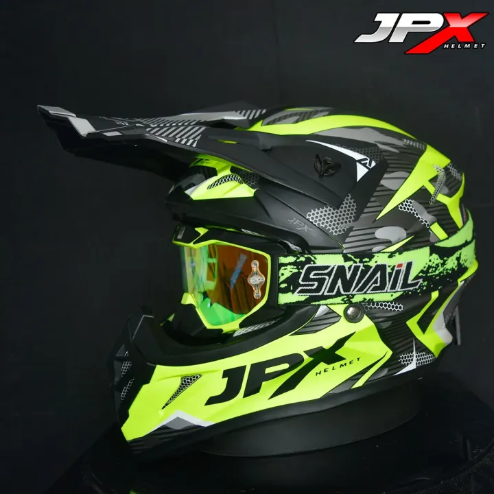 HELM JPX CROSS FOX1 X35 YELLOW GLOSY PAKET GANTENG GOOGLE SNAIL HELM ...