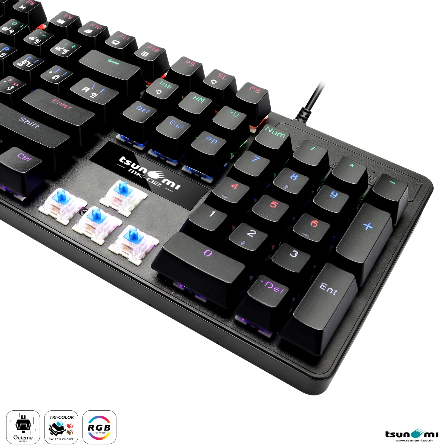 Tsunami MK-02 Mechanical Gaming Keyboard RGB คีบอร์ดแมคคานิคอล Outemu ...
