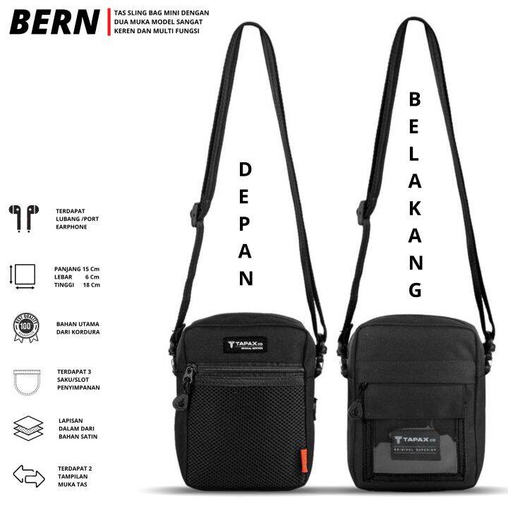 Tas Selempang pria mini pouch bag New Tapaxco korean design 2 muka bern ...