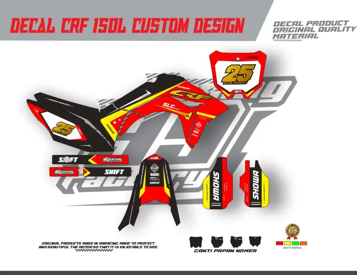 DECAL CRF 150L MERAH HITAM DESAIN TERBARU CUSTOM NO DAN NAMA | Lazada ...