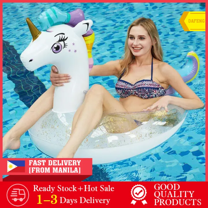 150cm New Inflatable Sequin Unicorn Pool Float Swimming Pool Water Toy Floatig Island Water ...