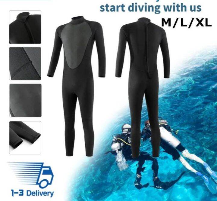 【ready Stock】3mm Mens Wetsuit M L Xl Full Bodysuit Super Elasticity