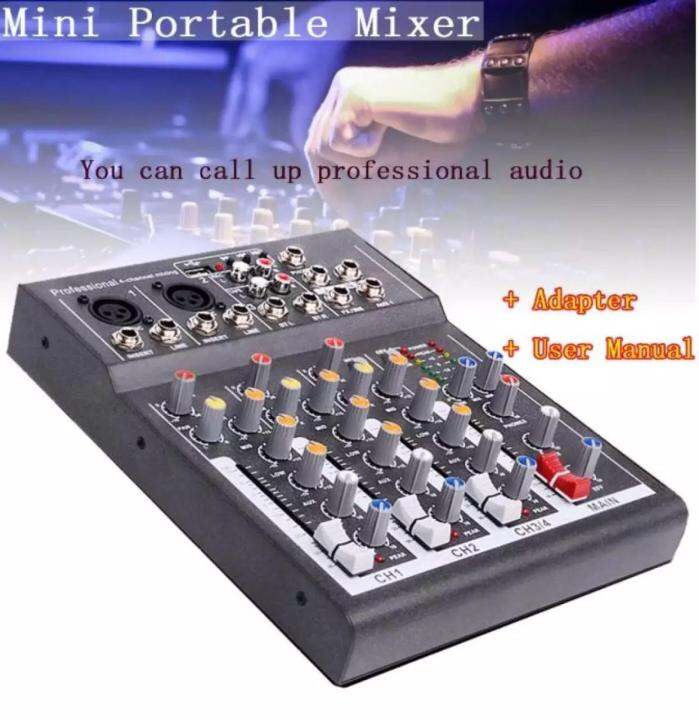 A One Music สเตอริโอมิกเซอร์ Ac Dc Bluetooth Usb Mp3 4ช่อง ผสมสัญญาณเสียง แต่งเสียง ร้องเพลงคารา