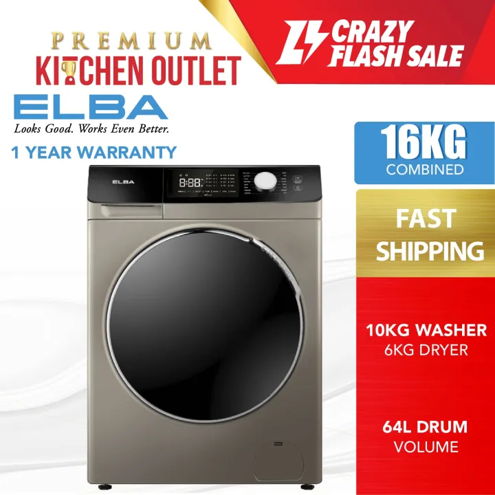 ELBA 10KG 2 IN 1 Front Load Washer & Dryer (10KG Washing / 6KG Dryer ...