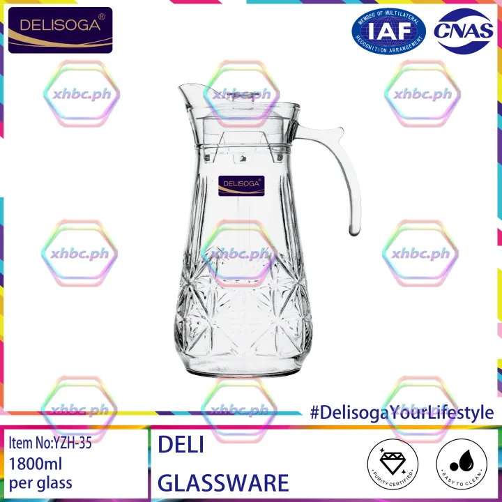 Deli Delisoga ️ 1.8L Glassware Glass Pitcher Dot transparent Pitcher ...