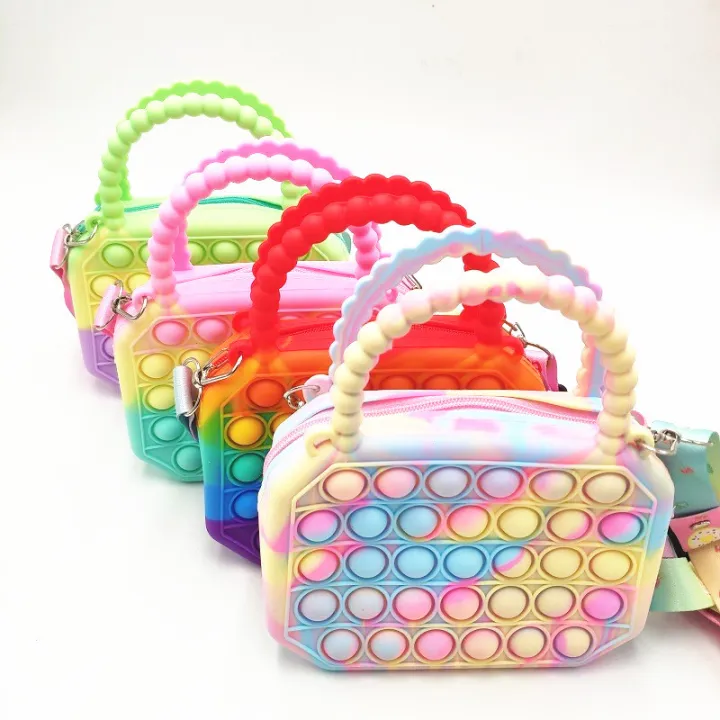 Popet Bubble Fidget Sensory Popit Bag Toy Simple Purse Wallet Handbag ...