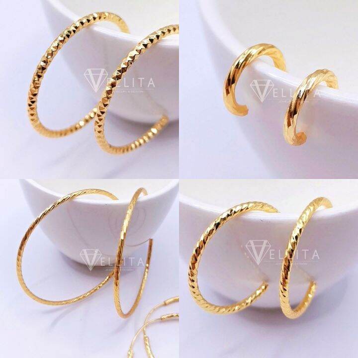 [VJ]Earring "Classic Hoop" 8mm-52mm 999.9 Bangkok Gold Plated Loop ...
