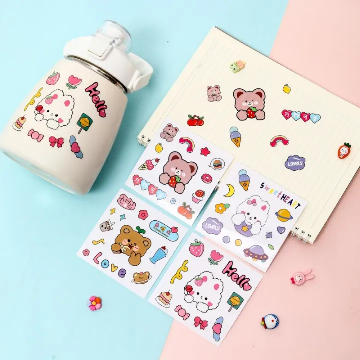 Cartoon sticker thermos cup water cup sticker cute ins bear little ...
