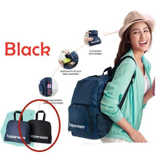 Tupperware Foldable Backpack (1) Blue/Black | Lazada