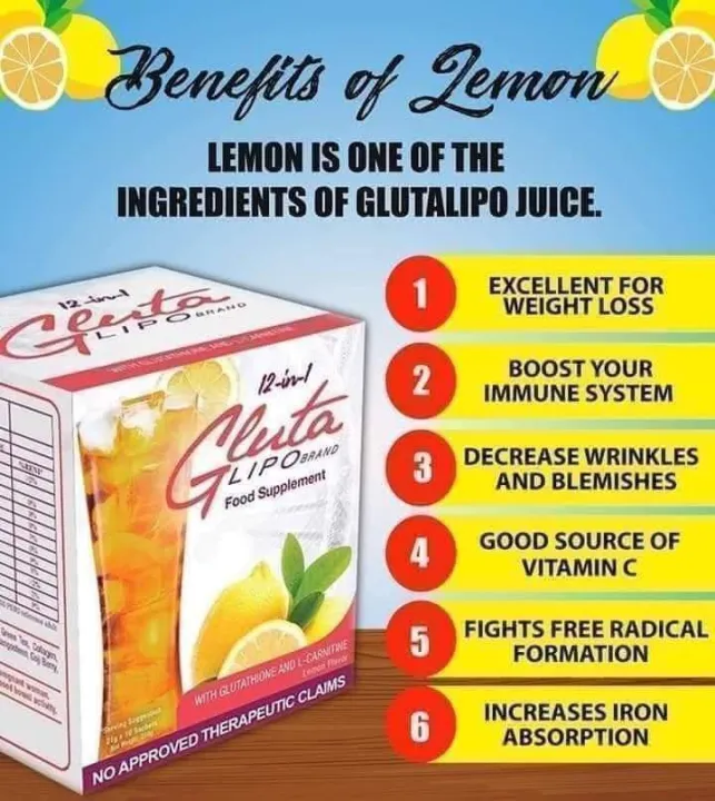 GLUTA LIPO 12N1 HERBAL PROPRIETY BRAND LEMON FLAVOR | Lazada PH