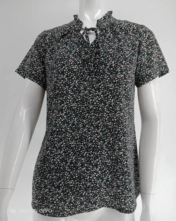 11368 SAMLIN SHORT SLEEVE CHINESE COLLAR BLOUSE | Lazada PH