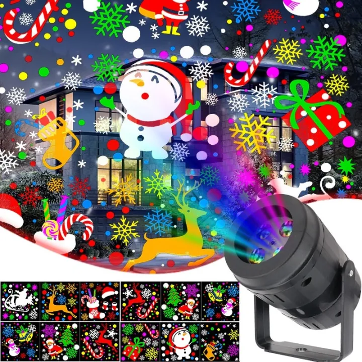 【Ready Stock】16 Patterns Outdoor Christmas Light LED Projection Light ...