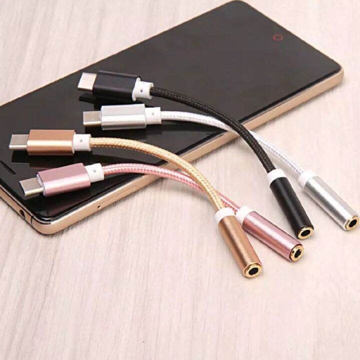 USB Kabel aux audio jack type c 3.5 mm NILON HEADPHONE EARPHONE ...