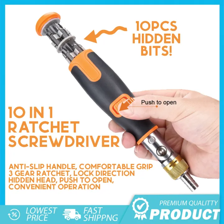 Portable 10 In 1 Hidden Bits Multi-angle Ratchet Corner Screwdriver Set ...
