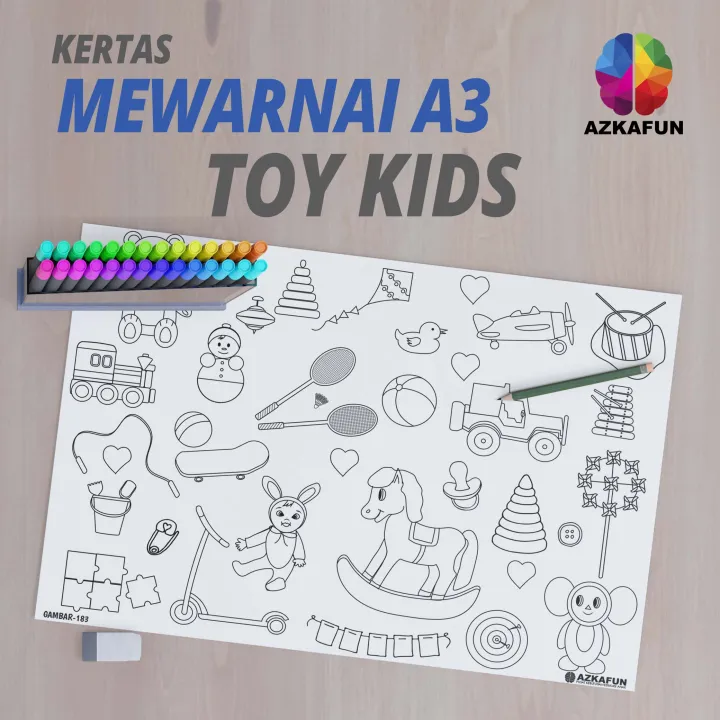 Kertas Mewarnai A3 TOY KIDS - Mewarnai tema mainan anak | Lazada Indonesia