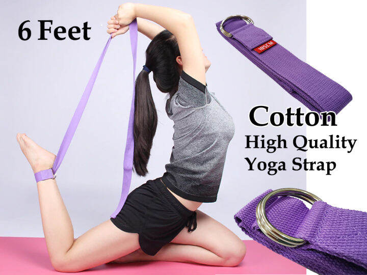 Premium 6ft Cotton Yoga Strap Stretching Exercise Strap Fitness ...