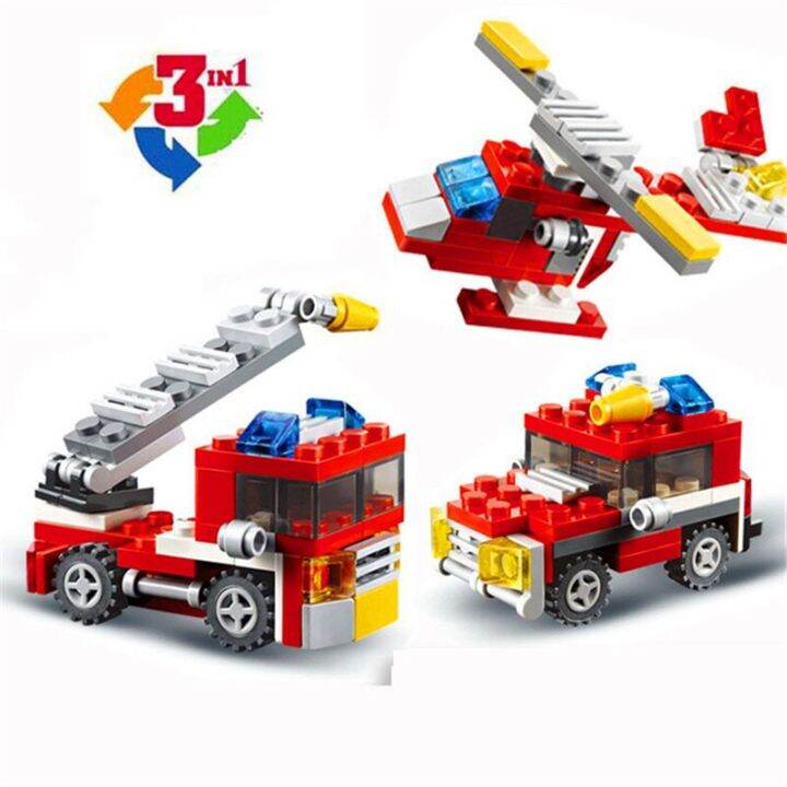 Decool 3 In 1 109ชิ้นของเล่นบล็อคก่อสร้างรถแข่งของเล่นฟ้าร้อง City Creator ของขวัญก่อสร้างสำหรับ ...