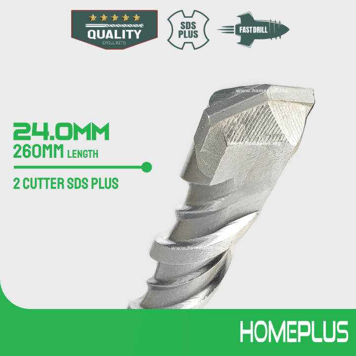 260mm 2 Cutter SDS Plus Concrete Cement Drill Bit Mata Tebuk Simen ...