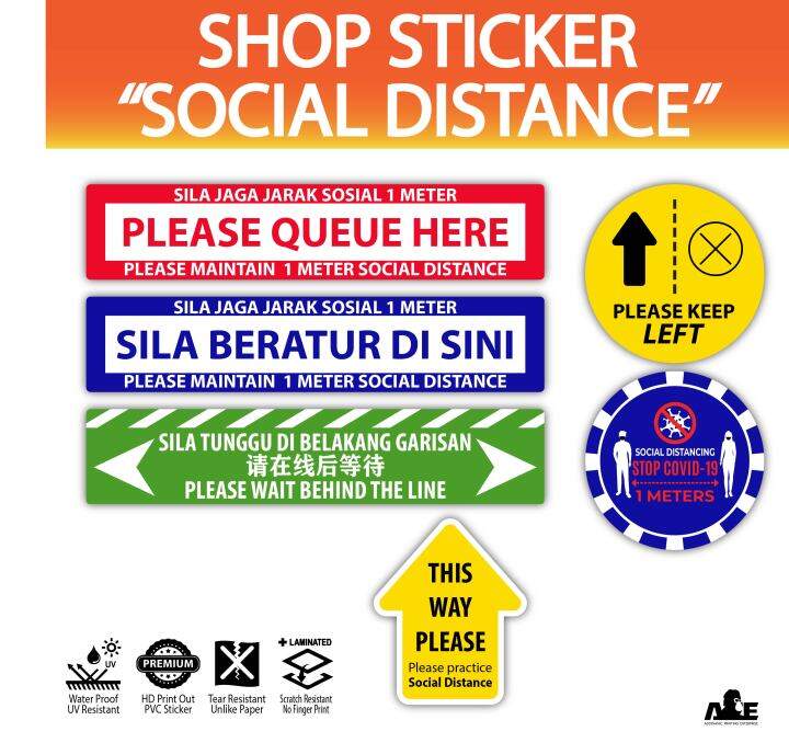 Shop Social Distance Awareness | This Way Please | Please Queue Here ...