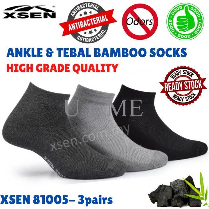 🔥🔥XSEN Bamboo Charcoal Ankle Sock Thick Socks (ABOVE ANKLE, THICK CUSHION)🔥🔥 | Lazada