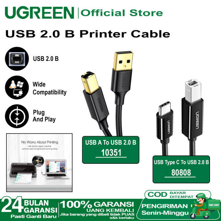 UGREEN Kabel Printer Epson Canon HP USB A To USB 2.0B, Type c To USB 2 ...