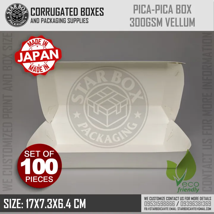 Starbox Food Grade Pica-Pica Box 300gsm White Vellum Board 16.8x7.3x7.6 ...