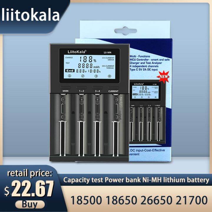 Liitokala LII M4 18650 26650 21700 Intelligent Lithium Battery Charger ...