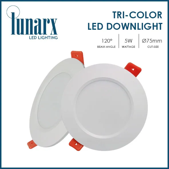 Lunarx Round Tri-Color Downlight Ceiling Light Pin Light Panel Light ...