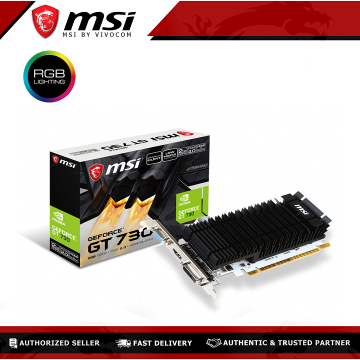 MSI Nvidia GeForce GT730 N730K-2GD3H/LPV1 2GB 902 MHz Core,1600MHz Memory with HDMI, VGA and DVI ...