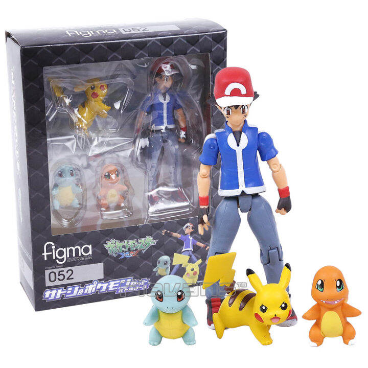 Figma 052 Pokemon Ash Ketchum and Pikachu Charmander Squirtle Action ...