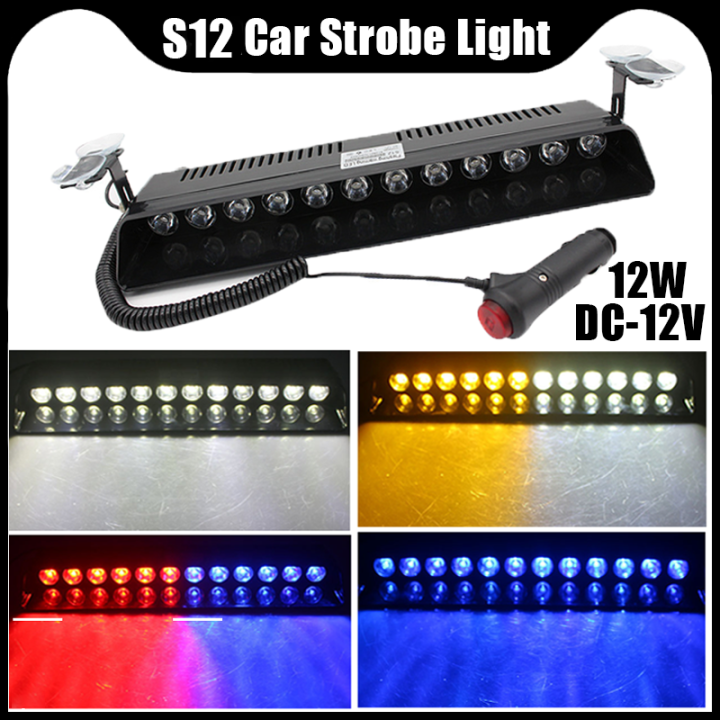 12 LED Car Strobe Light DC 12V Car Emergency Light Car Flashing Light ...