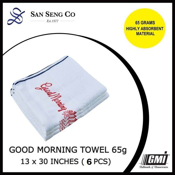 San Seng Highly Absorbent Good Morning Towel 65grams 13x30 Inches (6PCS ...