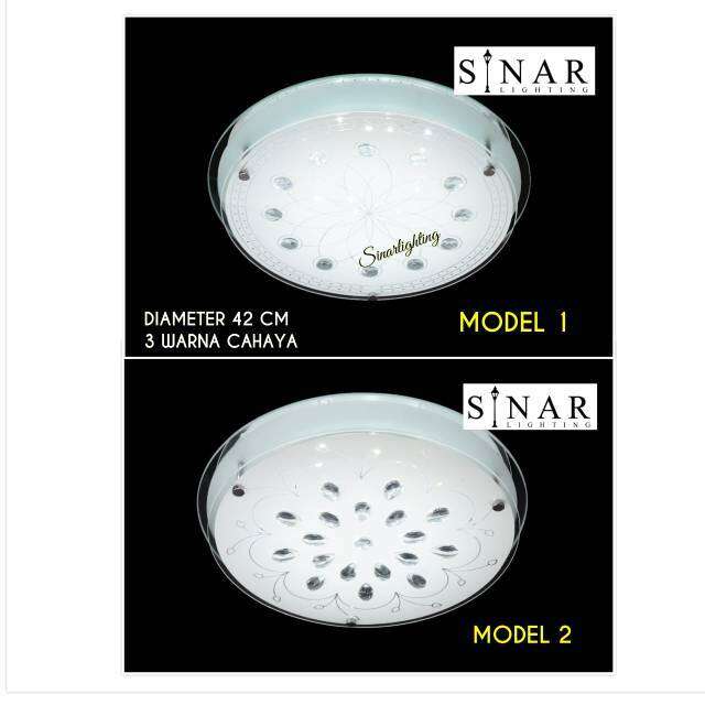 Lampu plafon kaca LED 0015/42 cm (3 warna cahaya) | Lazada Indonesia