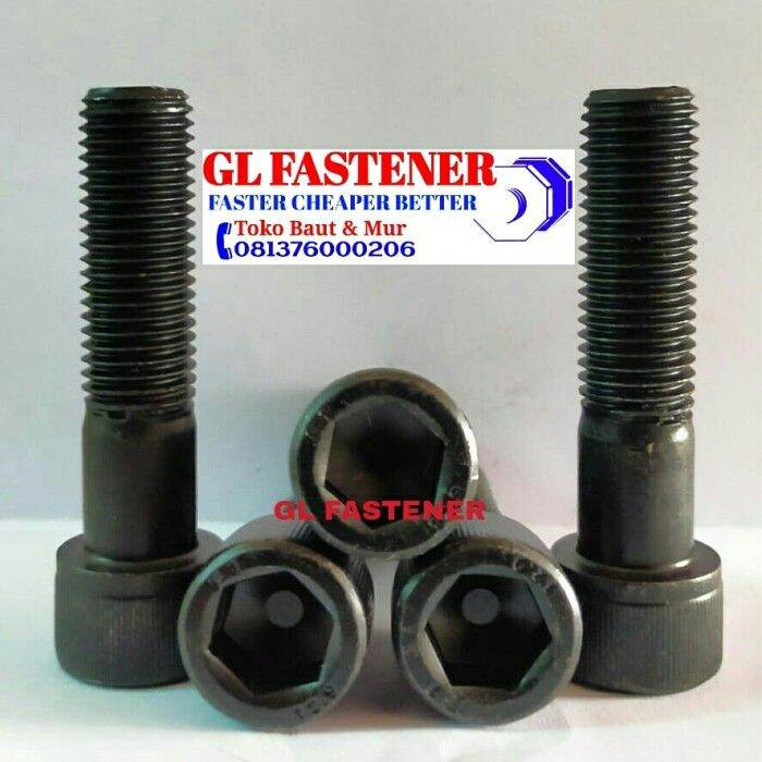 Baut L Baja M10 x 90 Hitam / Socket Cap Screw Grade 12.9 BL P1.5 L8 ...
