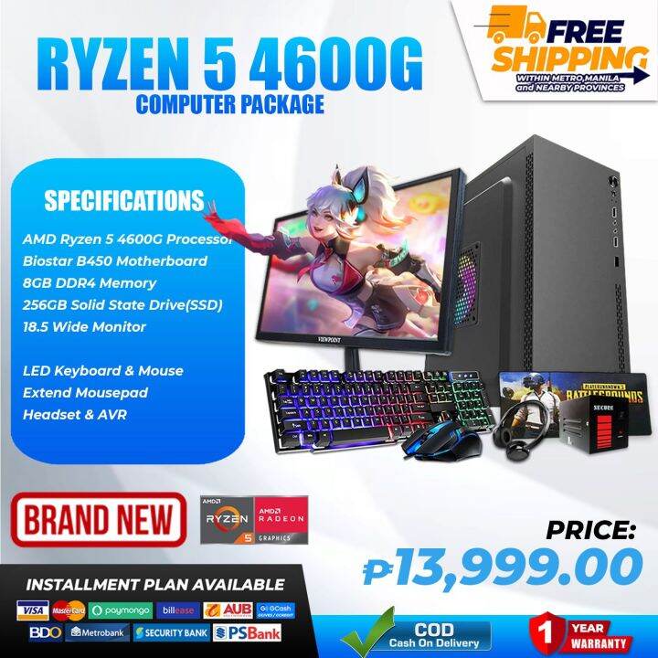 BRANDNEW Computer Set CPU- Inplay Casing-AMD Ryzen 5 4600G-8gb DDR4 ...