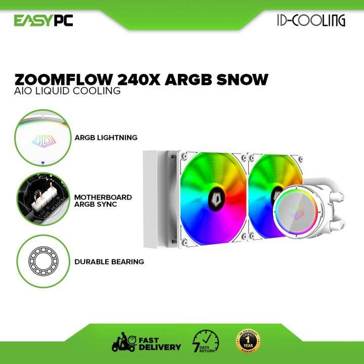 EasyPC ID Cooling Zoomflow 240X AIO Liquid Cooling ARGB BLACKWHITE, nd ...