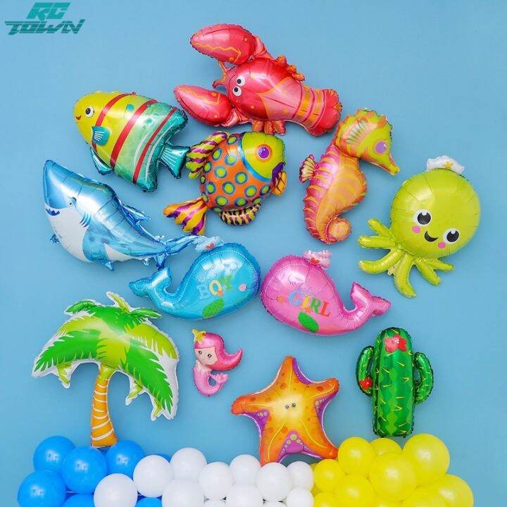 Mini Ocean Theme Balloons Sea Animal Foil Balloon Shark Crab Kids Toys ...