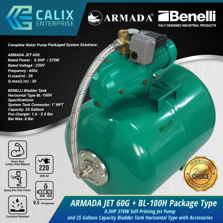 Self Priming Jet Water Pump 0.5HP 370W and 25 Gallons 100 Liters ...