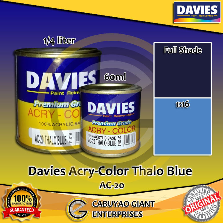 Davies Acry-Color 100% Acrylic Base AC-20 Thalo Blue [ 1/4 liter | 60ml ...