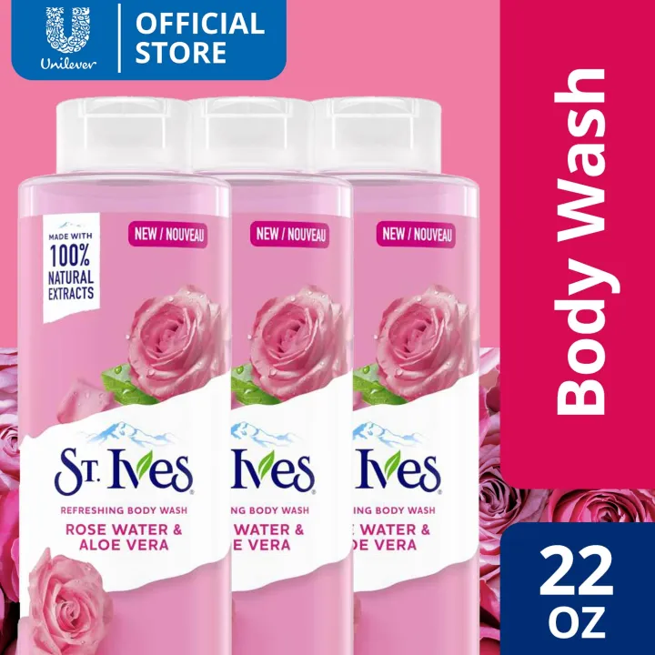 [BUY 3] St. Ives Refreshing Body Wash Rose Water & Aloe Vera 100% ...