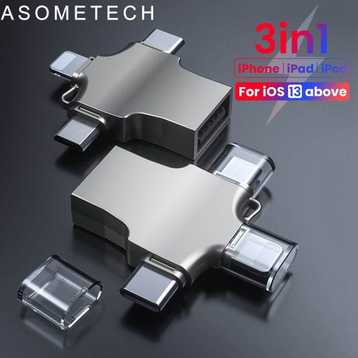 ASOMETECH 3 In 1 OTG Adapter สำหรับโทรศัพท์ USB 3.0หญิง Micro USB Type ...